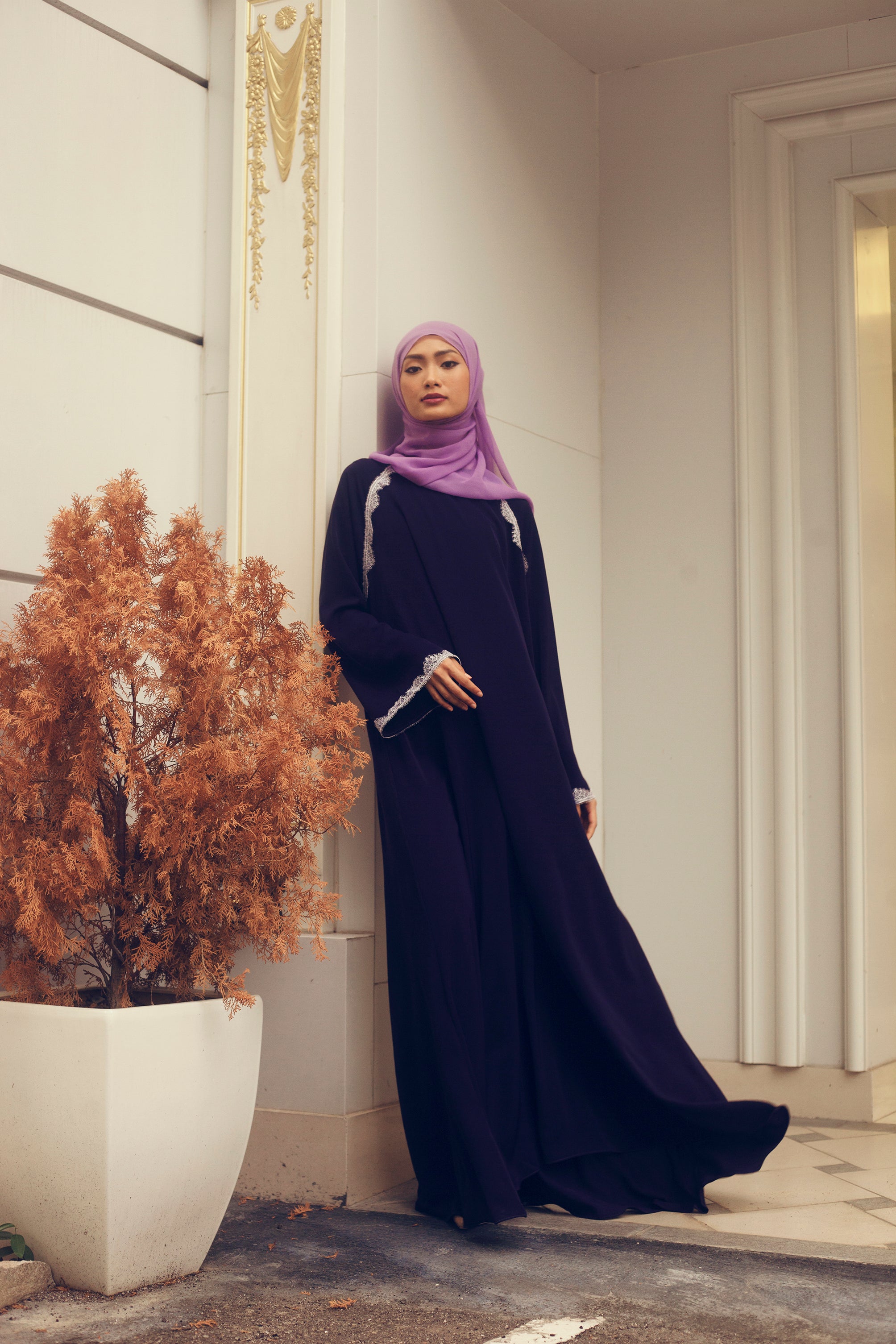 ELENA purple with lace Jubah – PU3 Design